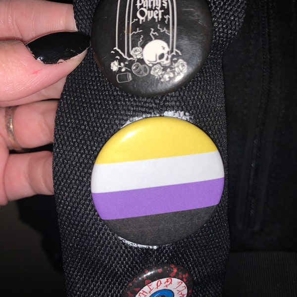 Gender Nonbinary Pride Flag Pin Round Circle Button ~ 1" Pin 1.5" Pin 2 ...