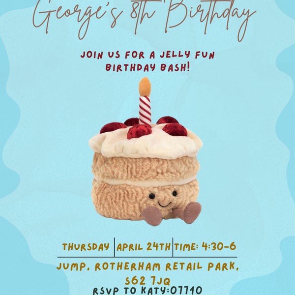 Jellycat Neautral Invite, Jellycat Birthday, Jellycat Party, Jellycat ...