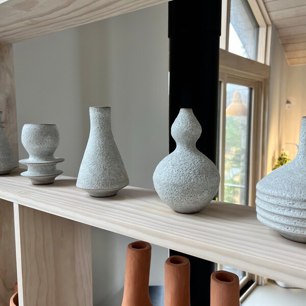 5 Rustic Modern Stoneware Mini Bud Vases With Crater White Matte Glaze ...