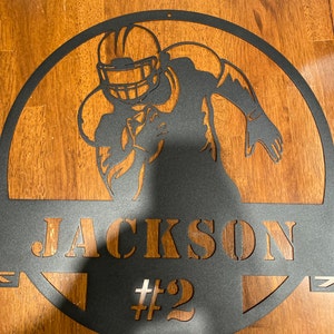 The Football Personalized Custom Monogram Metal Art Rust Resistant Wall ...