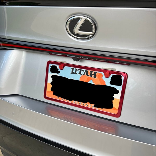 Powder Coated Red Stainless Steel License Plate Frame W/ Red Screw Caps ...