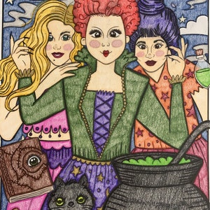 Hocus Pocus Coloring Page,,halloween Coloring Page, Hocus Pocus Fun ...