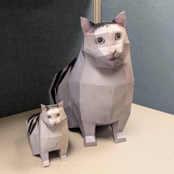 Mini Memes Cat X3 , Papercraft , Memes , Papercraft , PDF Template ...