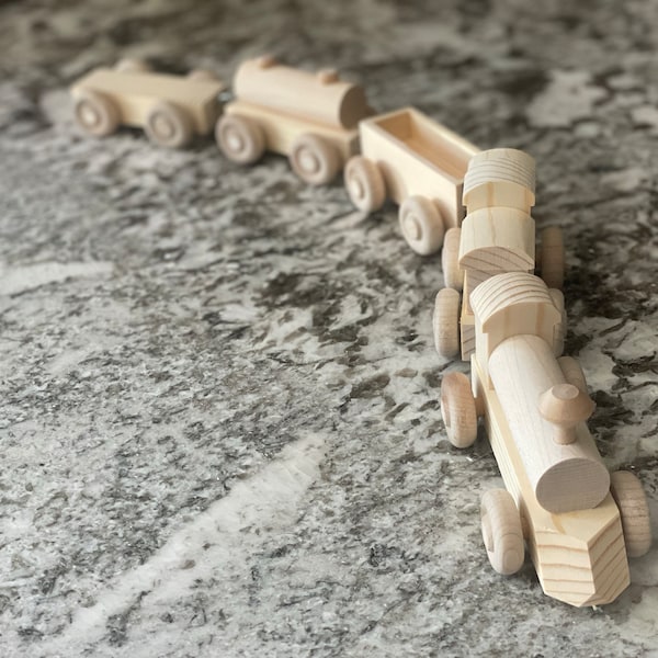 Black Painted Toy Locomotive Set. A Wooden Train Toy. - Etsy