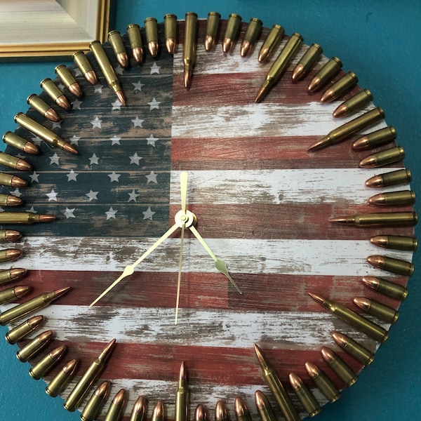 Original Patriotic Flag & Bullet Clock. the Ultimate Veteran Gift and ...