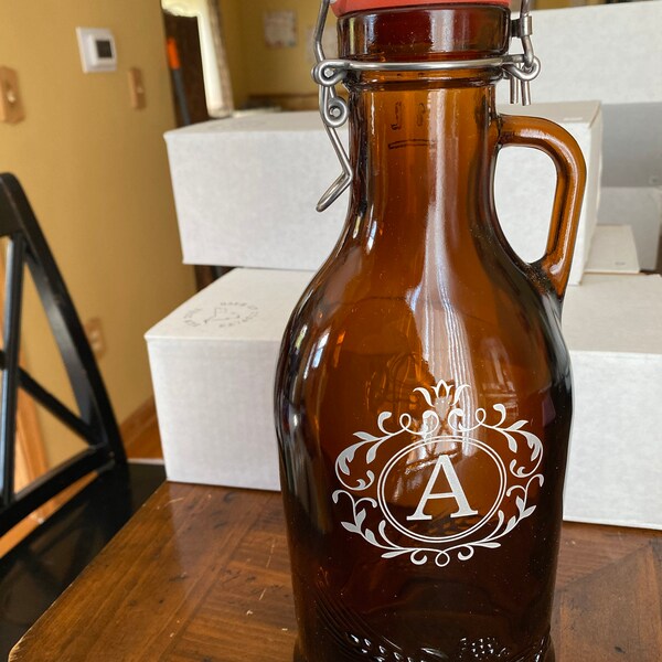 Five 5 Custom Beer Growlers With Flip Top HAND ENGRAVED Groomsmen ...