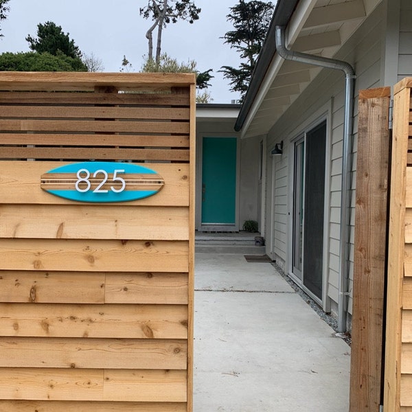 Address Number Sign Surfboard Coastal Beach House Gift Idea in Seaform ...