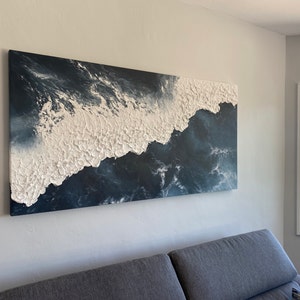 Texture Blue Wave Acrylic Painting Framed Surf Wave Painting - Etsy