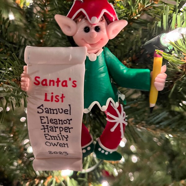 ELF With Santa's List Personalized Family Christmas Ornament - Family ...