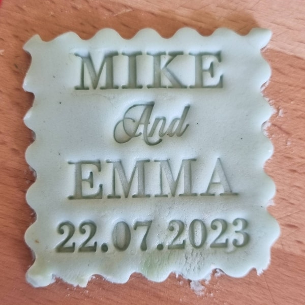 CUSTOM Wedding Names and Date Cookie Biscuit Stamp (fits M&S ...