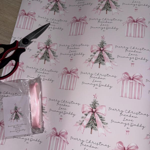Pink Bow Wrapping Paper, Non Personalised, Pink Bow Gift Wrap - Etsy UK