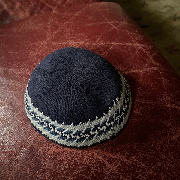 Knitted Kippah 14cm Super Patterns Design Jewish Hand Knit Yamakah ...