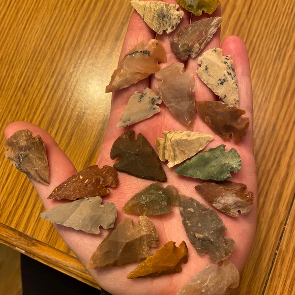 10 Arrowheads Authentic Hand Crafted Agate Stone Arrow Heads Randomly ...