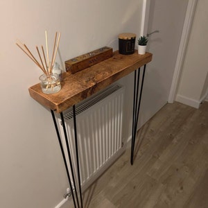 Omni Rustic Console Table With Black 3 Pin Hairpin Legs. hallway Table ...