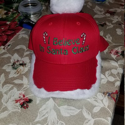 Santa Baseball Hats Youth Size Adult Size Custom Embroidered Small ...