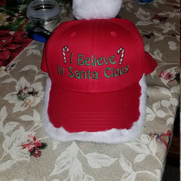 Santa Baseball Hats Youth Size Adult Size Custom Embroidered Small ...