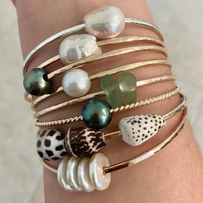 Custom Gold Hawaiian Shell Bangle, Shell Bangles, Made in Hawaii, Gifts ...