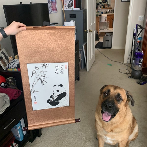 China Adoption Gift / Panda Bear Cub / Customized Calligraphy Scroll ...