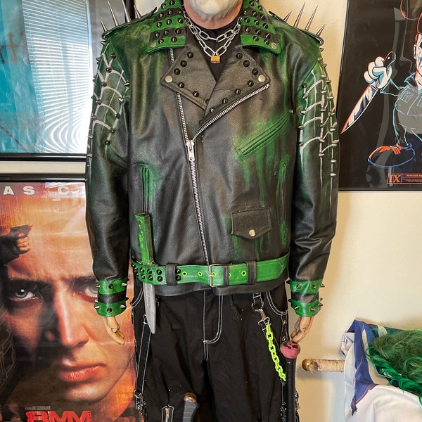 ETERNAL OCTOBER | Punk Horror Halloween Studded Spiked Painted Jacket ...