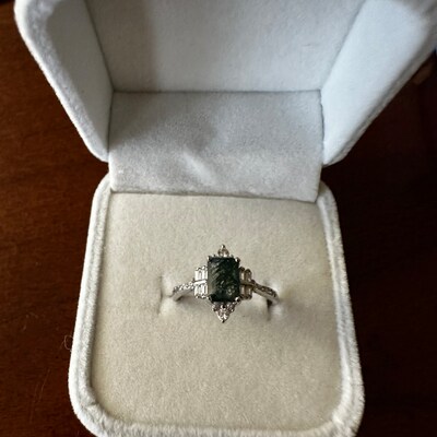 Sea Vintage Green Moss Agate Ring Sterling Silver Ring Natural Agate ...