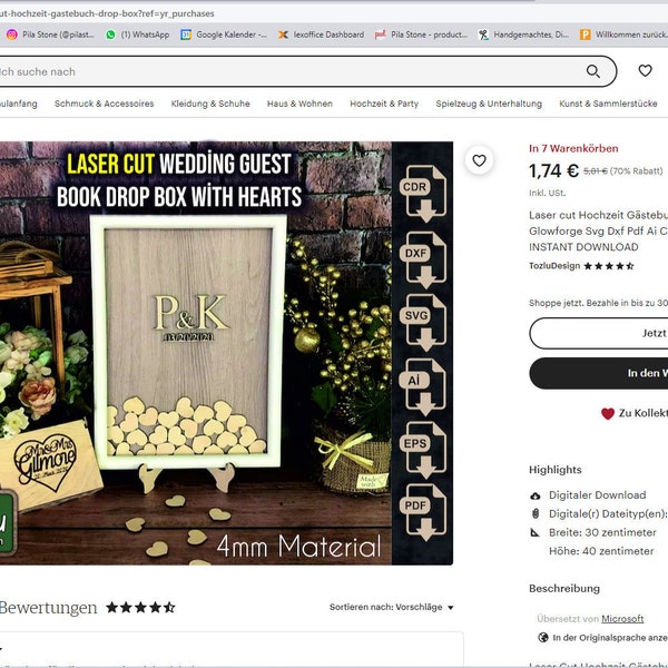 Laser Cut Wedding Guest Book Drop Box With Hearts Glowforge Svg Dxf Pdf ...