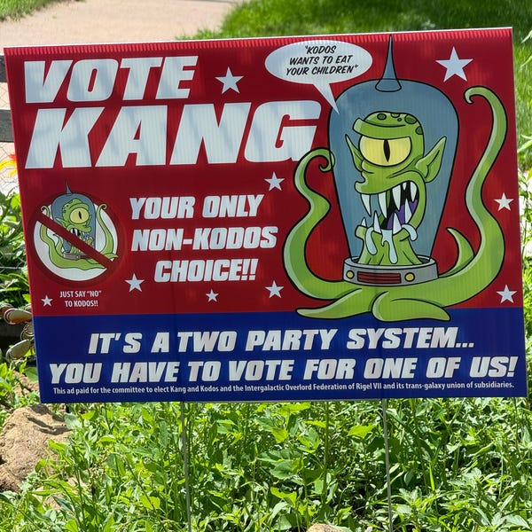 Vote Kang or Kodos Election Yard Sign - Etsy