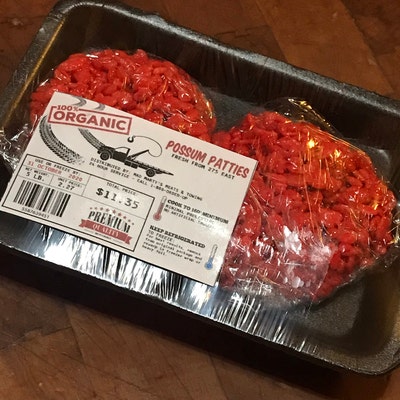 Printable ROAD KILL BUTCHER Labels Halloween Treat Rice Krispie Faux ...