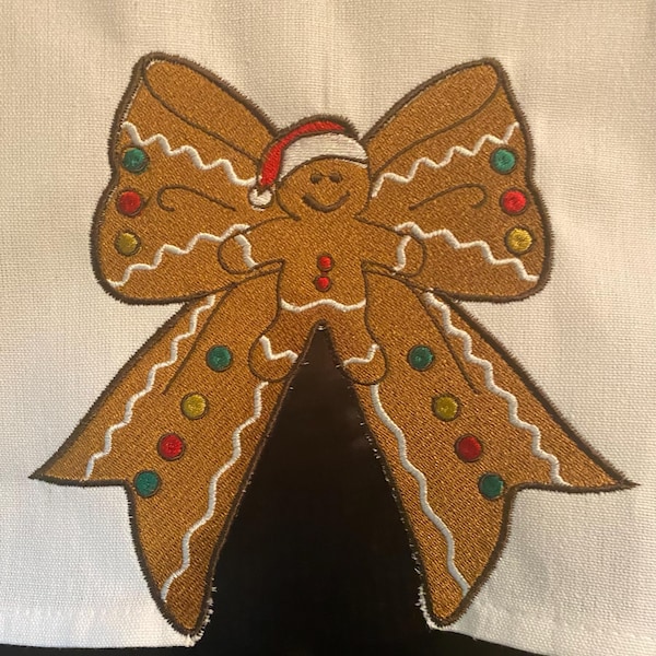 Side Christmas Bow Embroidery Applique Design 6 Sizes, Glitter Santa ...
