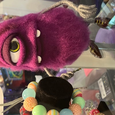 Needle Felted Monster Lovely Violet Girl Cyclops With a Flower Cute ...