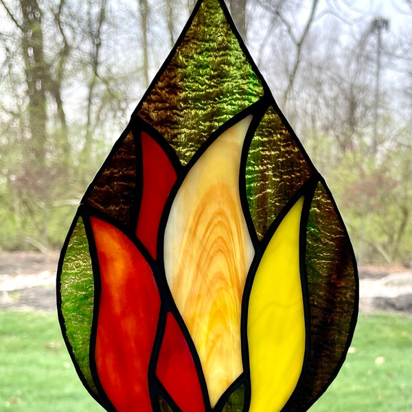 Fire Teardrop Stained Glass Pattern - Etsy