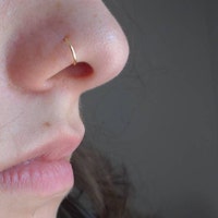 14K Gold Tiny Fake Nose Ring Gold Fake Nose Ring Gold Faux Nose Ring ...