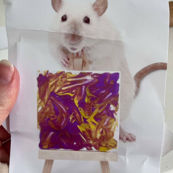 Rat Painting 3"x3" - Etsy