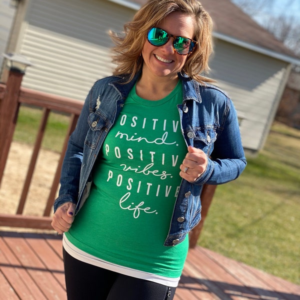 Positive Mind Positive Vibes Positive Life Graphic Shirt | Positive ...
