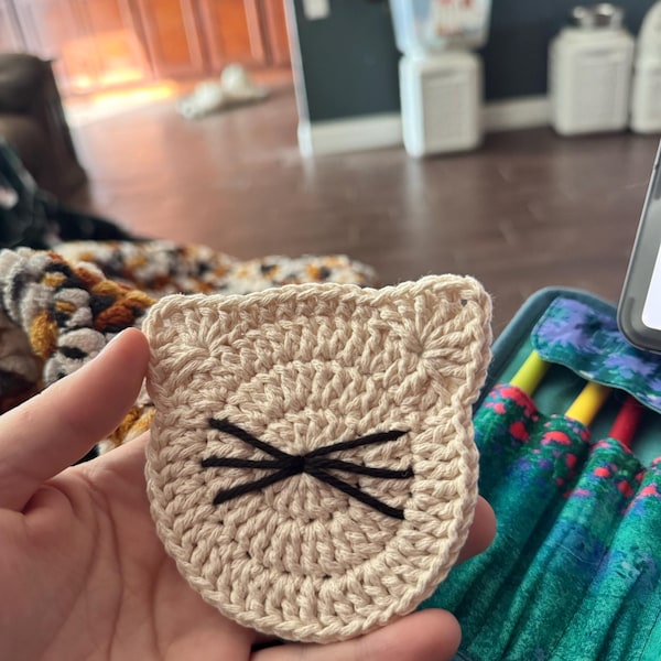 Kitty Coaster Crochet Pattern PDF – Cute Cat Mug Rug, Kawaii Crochet ...
