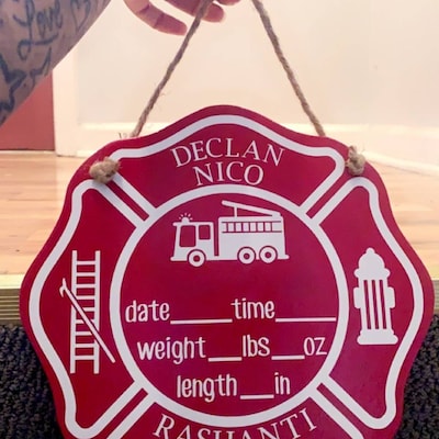 Fireman Emblem/badge/baby Door Hanger/fire Hydrant/fire Truck/birth ...