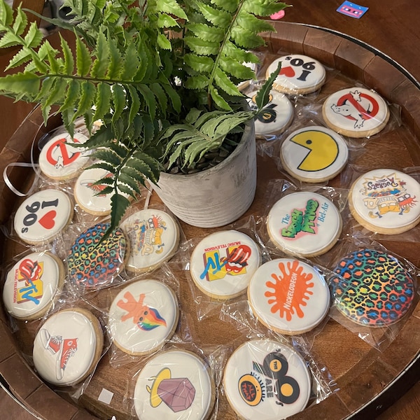 1990s Themed Decorated Sugar Cookies 90s Party Favors 1990s Themed ...