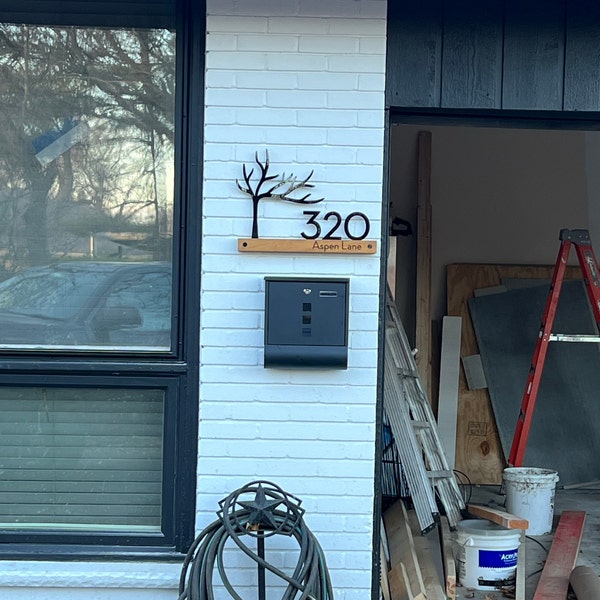 Modern House Numbers - Tree 02 Wooden & Acrylic Signs - African Teak ...