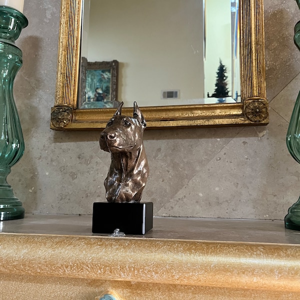 Doberman (cropped), Dog Marble Statue, Limited Edition, Artdog. Made of ...