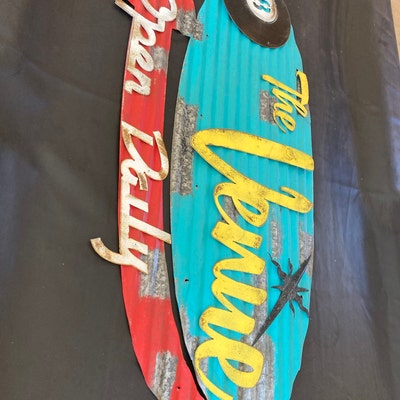 Poolside Lounge Mid-century Retro Painted Flat Metal/vintage Corrugated ...