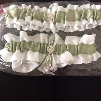 White and Olive Green Garter Set Olive Green and White Garter - Etsy