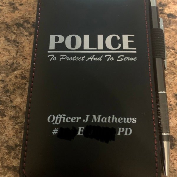 Personalized Leatherette Police Notepad | Police Notebook | Police ...