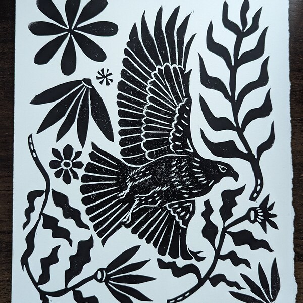 Desert Hawk Rabbit Block Print - Etsy