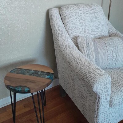 Pebble Decor Table River Table Epoxy Coffee Table Rustic - Etsy
