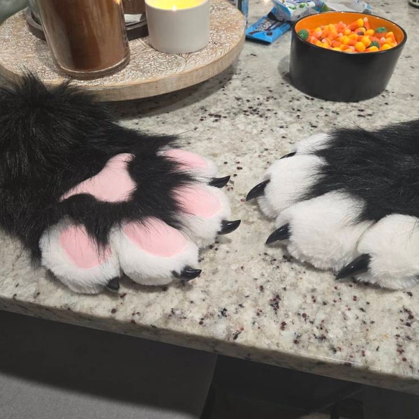 17 Colorsfursuit Furry Cat Paws With Claw, Fursuit Cat Gloves, Cosplay ...