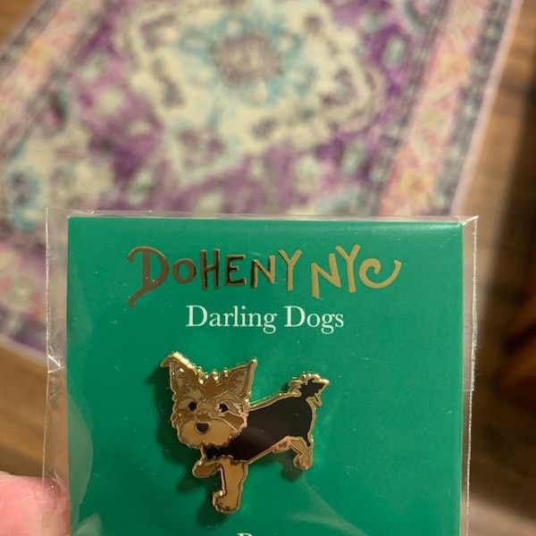 Yorkie Yorkshire Terrier Pin | Ross the New York Yorkie Hard Enamel Pin ...