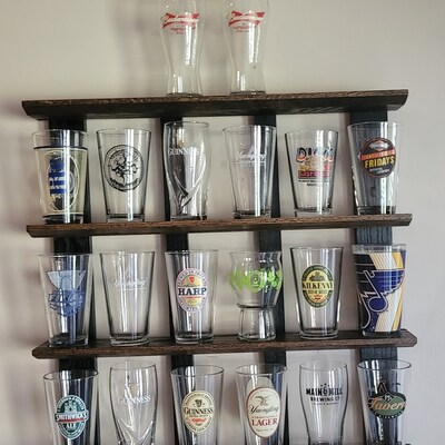 Pint Beer Glass24 Display Natural/black Oak - Etsy