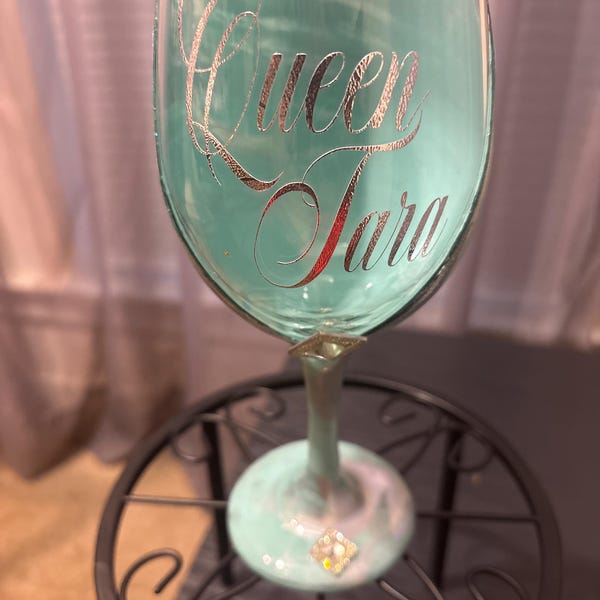 Personalized, Glitter, Rhinestone, Wine Glasses,smooth Finish ...