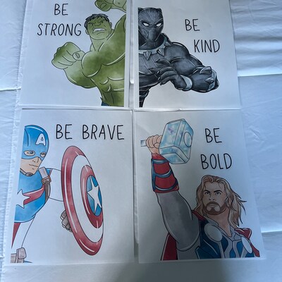 Set of 7 Superhero Prints, Affirmations for Kids, Kids Room Superheroes ...