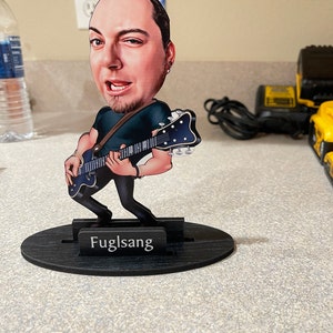 Personalized 3D Wooden Cartooned Guitarist Figurine Trinket, Custom ...