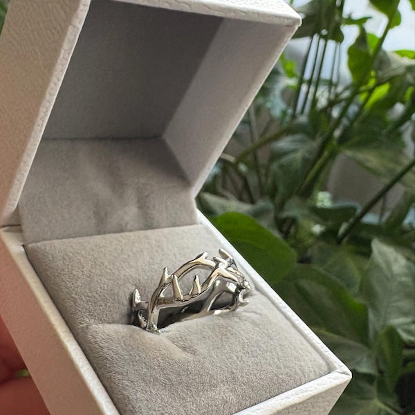 Silver Thorn Adjustable Ring - Stainless Steel Open Ring - Goth Streetwear Punk Vintage Style ...
